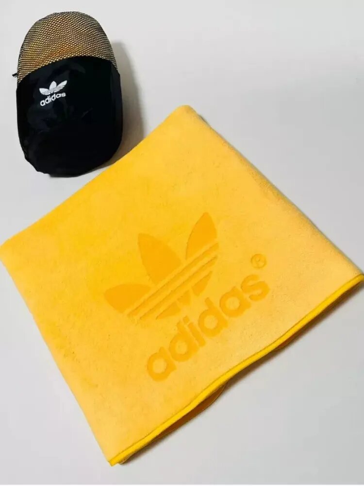 Полотенце банное Adidas, Микрофибра, 70x130 см, желтый, черный, 2 шт.