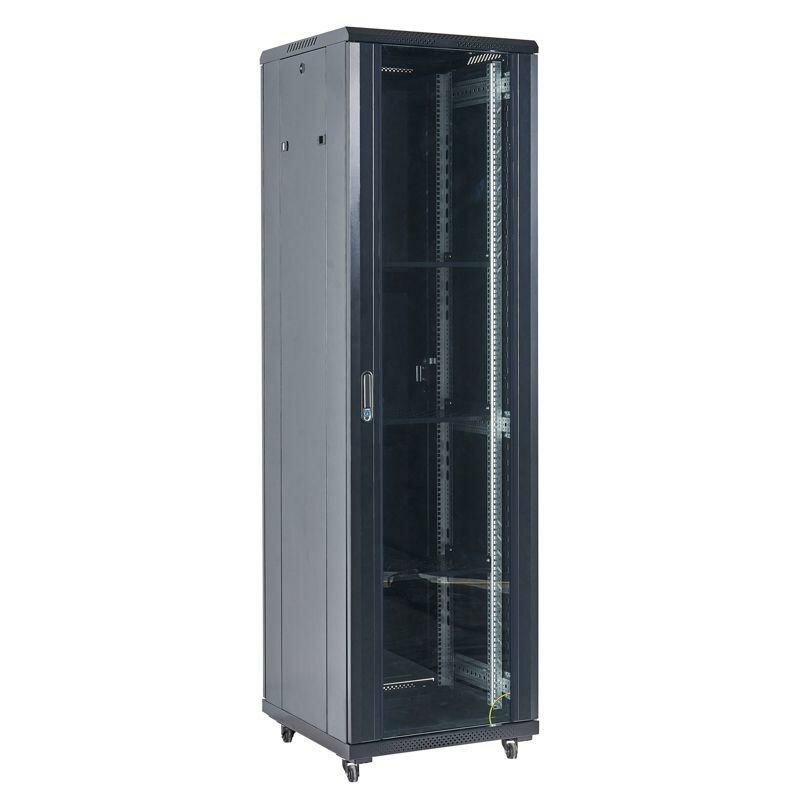 Шкаф телекоммуникационный напольный 19дюйм 27U 600х600х1387 передняя дверь стекло дверь задняя металл разборный черн. RAL9005 Rexant 04-2766-212