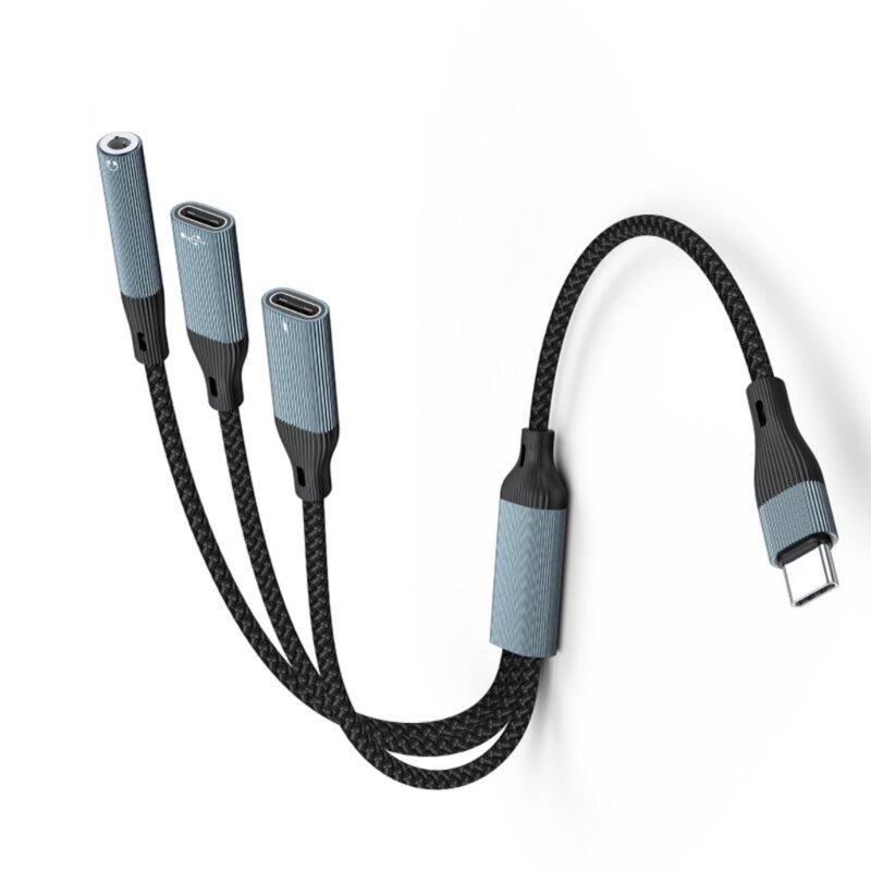 Быстрая зарядка PD60W с двойным интерфейсом TypeC / AUX, кабель для передачи данных через OTG три в одном