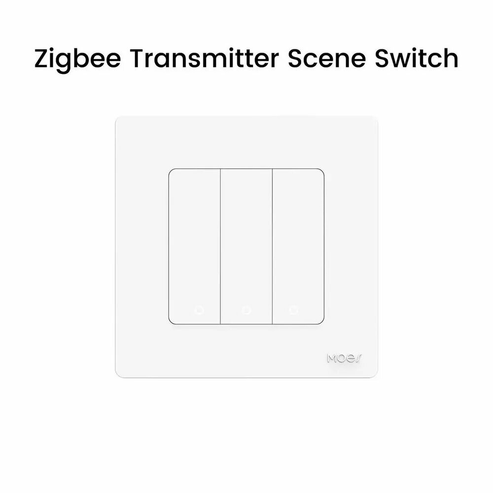 Умный выключатель Moes ZS-SR-EU3-WH-MS / ZigBee, мастер-выключатель, двухклавишный, с голосовым управлением, встраиваемый, белый
