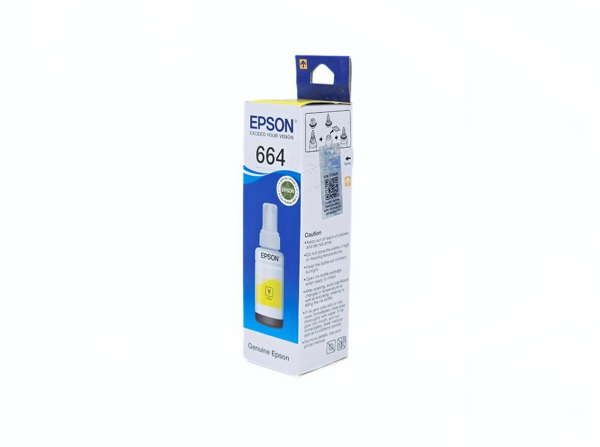 Чернила Epson 664 yellow (C13T66444A) оригинал, желтые, 70 мл