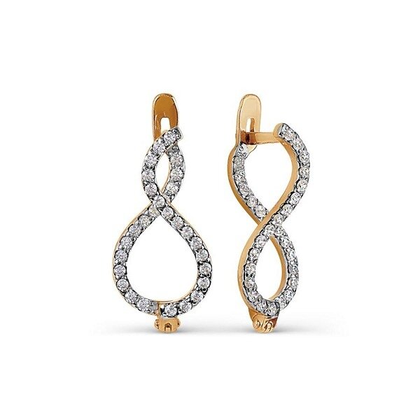 Серьги, красное золото, 585 проба, фианит