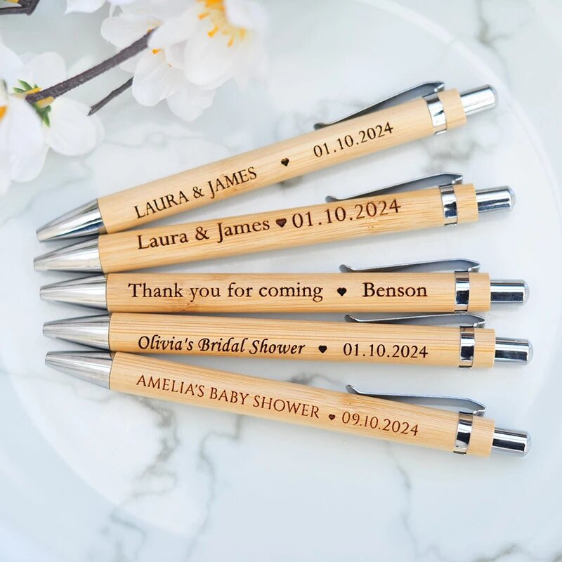Бамбуковые ручки шариковые 5PCS, цвет 5PCS