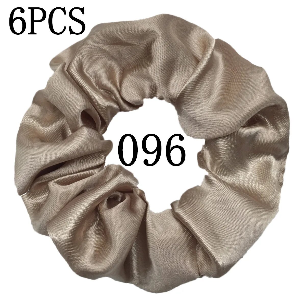 Бежевые атласные резинки для волос scrunchies 6 шт.