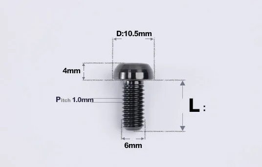 Черный титановый винт M6x20mm T30 Torx, GR5 TC4