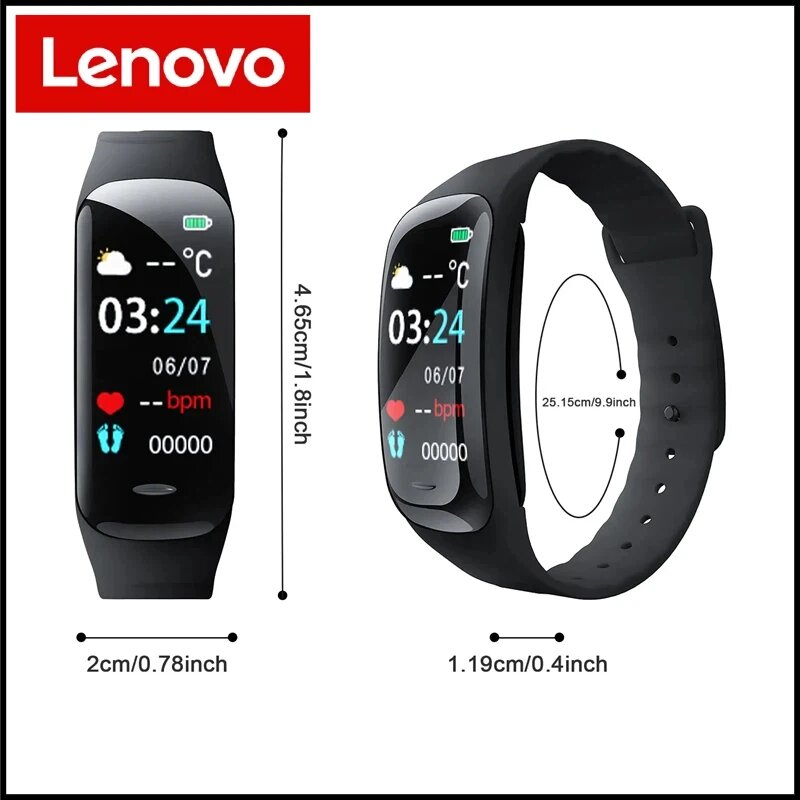 Lenovo C1 Smart Watch, Black
