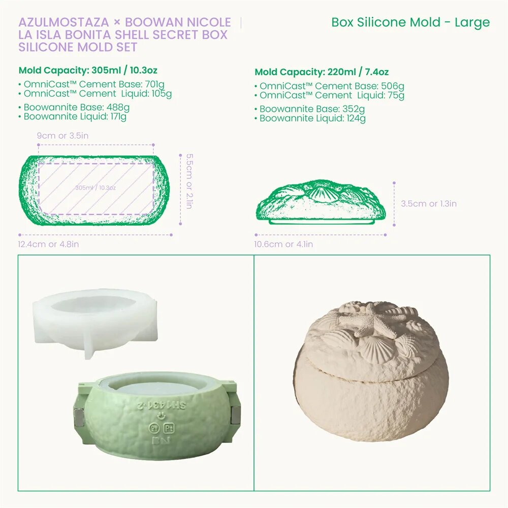 Формы для свечей из силикона GBhouse Azulmostaza x BN La Isla Bonita Shell Secret Box Зеленый, large