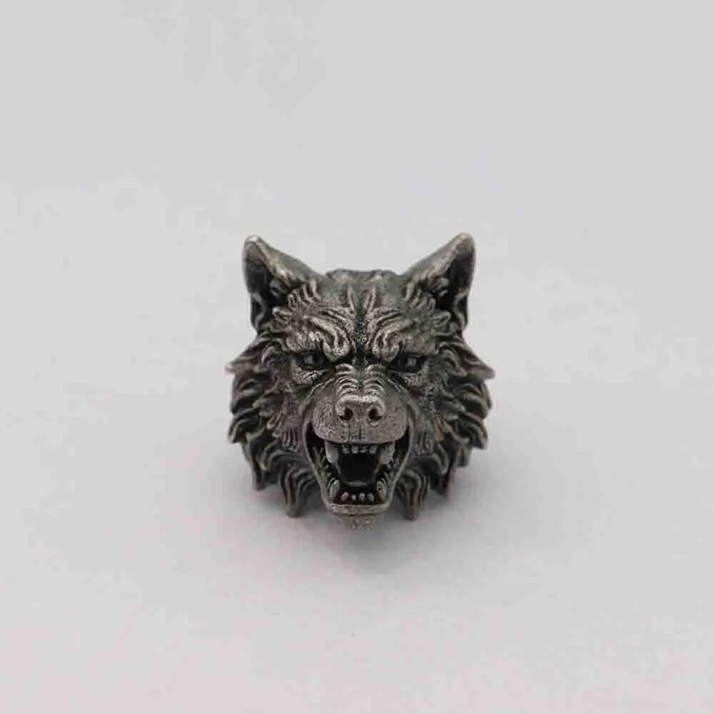 Бусины из латуни "Голова волка" Серый, Antique Silvery
