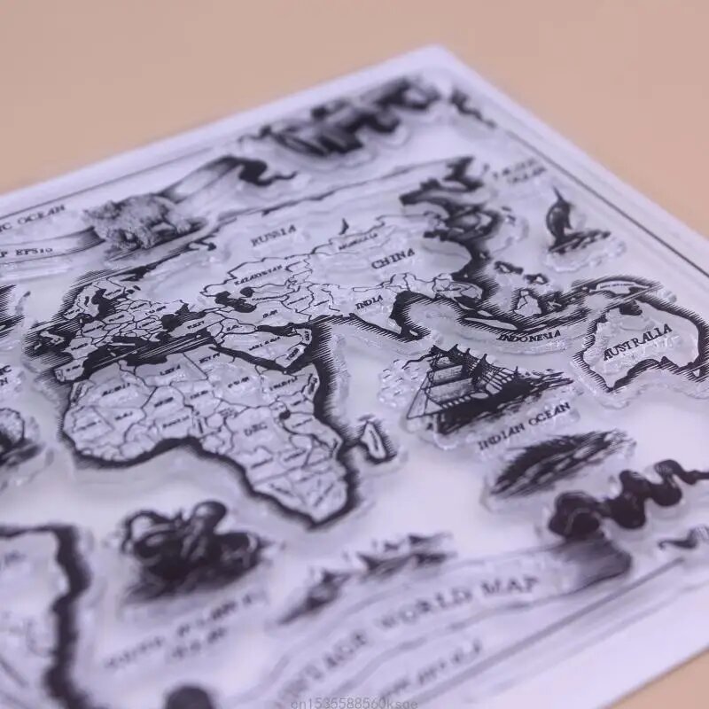 Retro World Map Clear Stamp Seal — фото 1