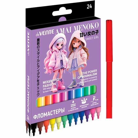 Фломастеры 24цв deVENTE "Amai Menoko", 5083625