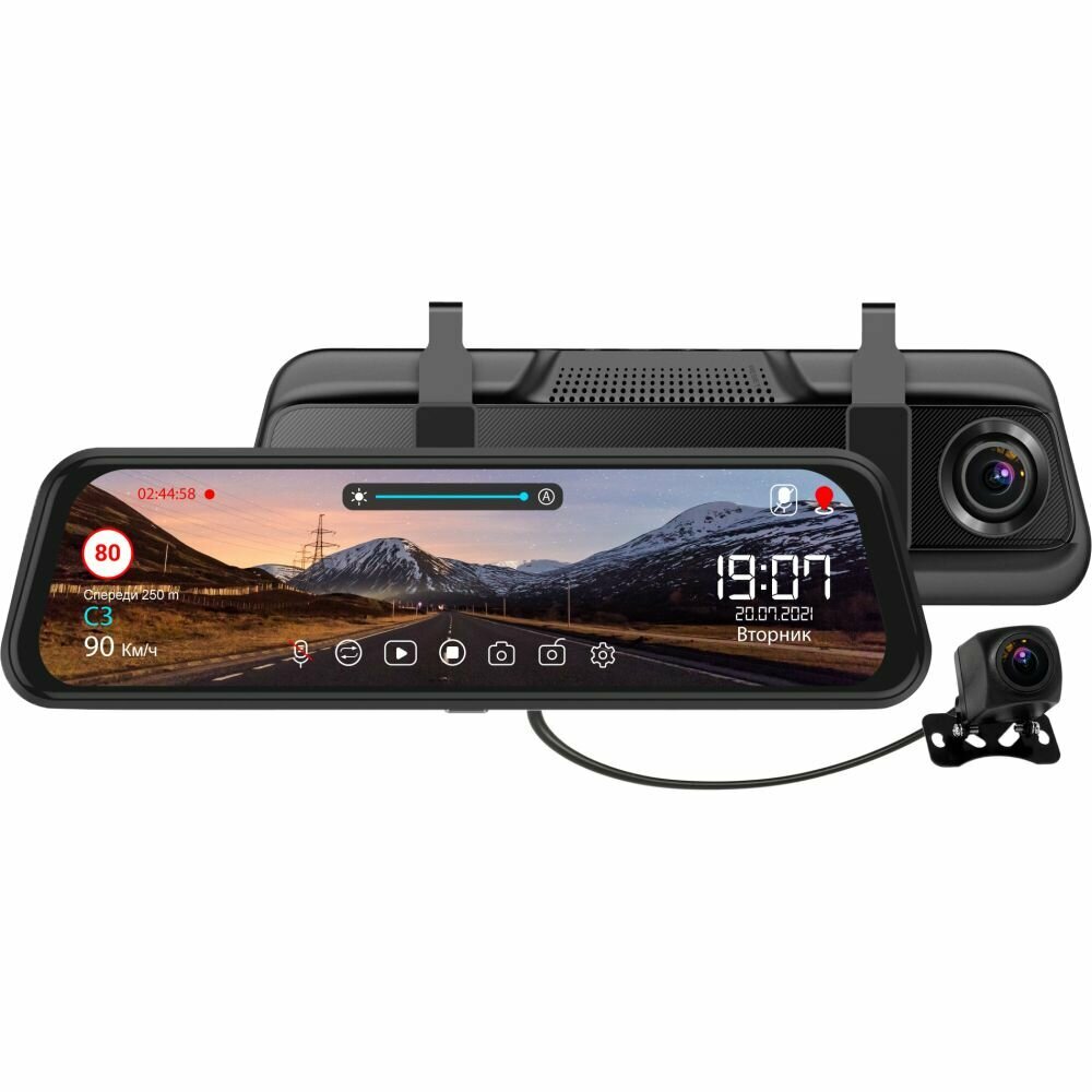 Видеорегистратор автомобильный TrendVision MR-810 GT Full HD, 10", GPS, камера з. в, чёрный