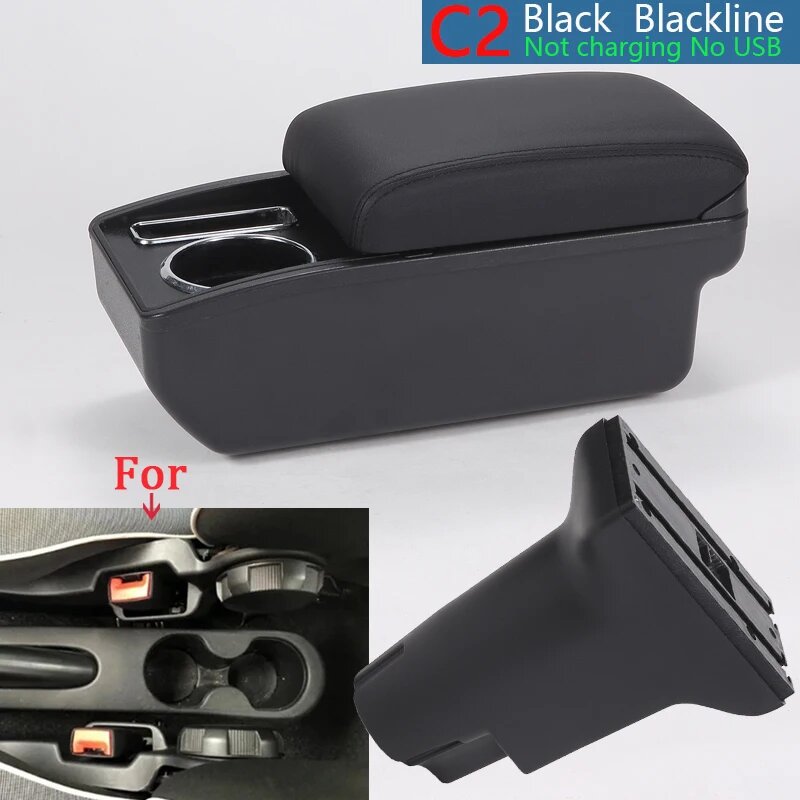 Органайзер Для Подлокотника Fiat 500 (2012-2025) Из Искусственной C2 Black line NO USB