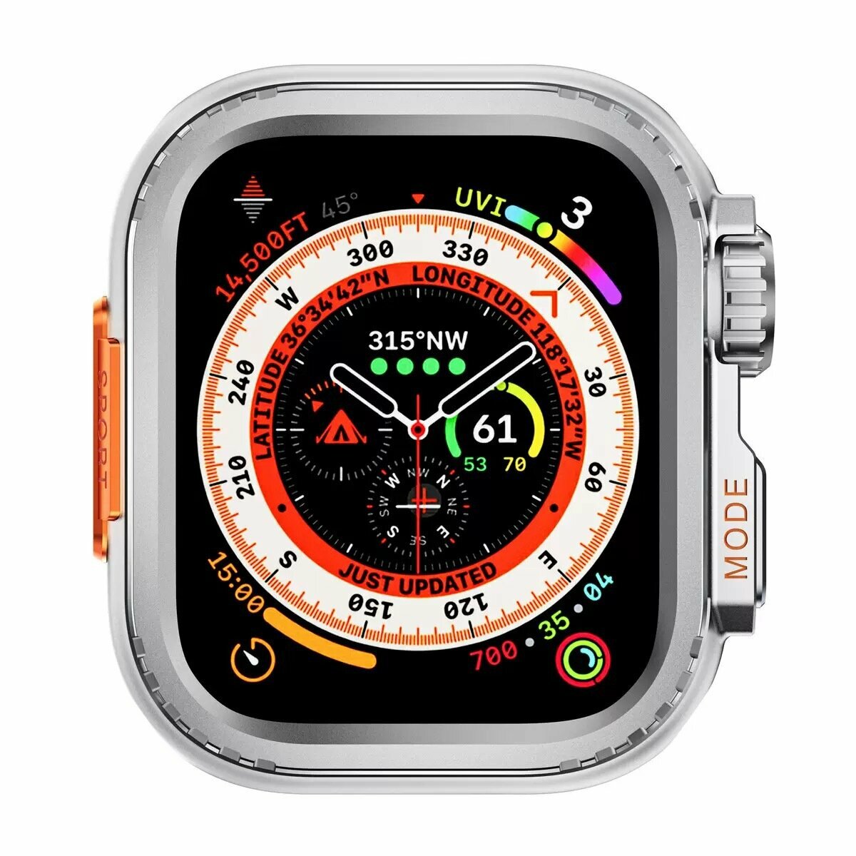 Матовый серебристый металлический корпус для Apple Watch 4/5/6/7/8/9/10/11/SE 45мм замена