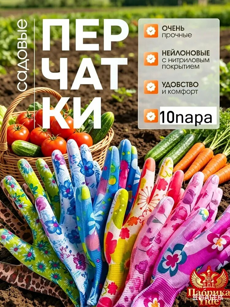 Перчатки хозяйственные, размер M, 10 пар