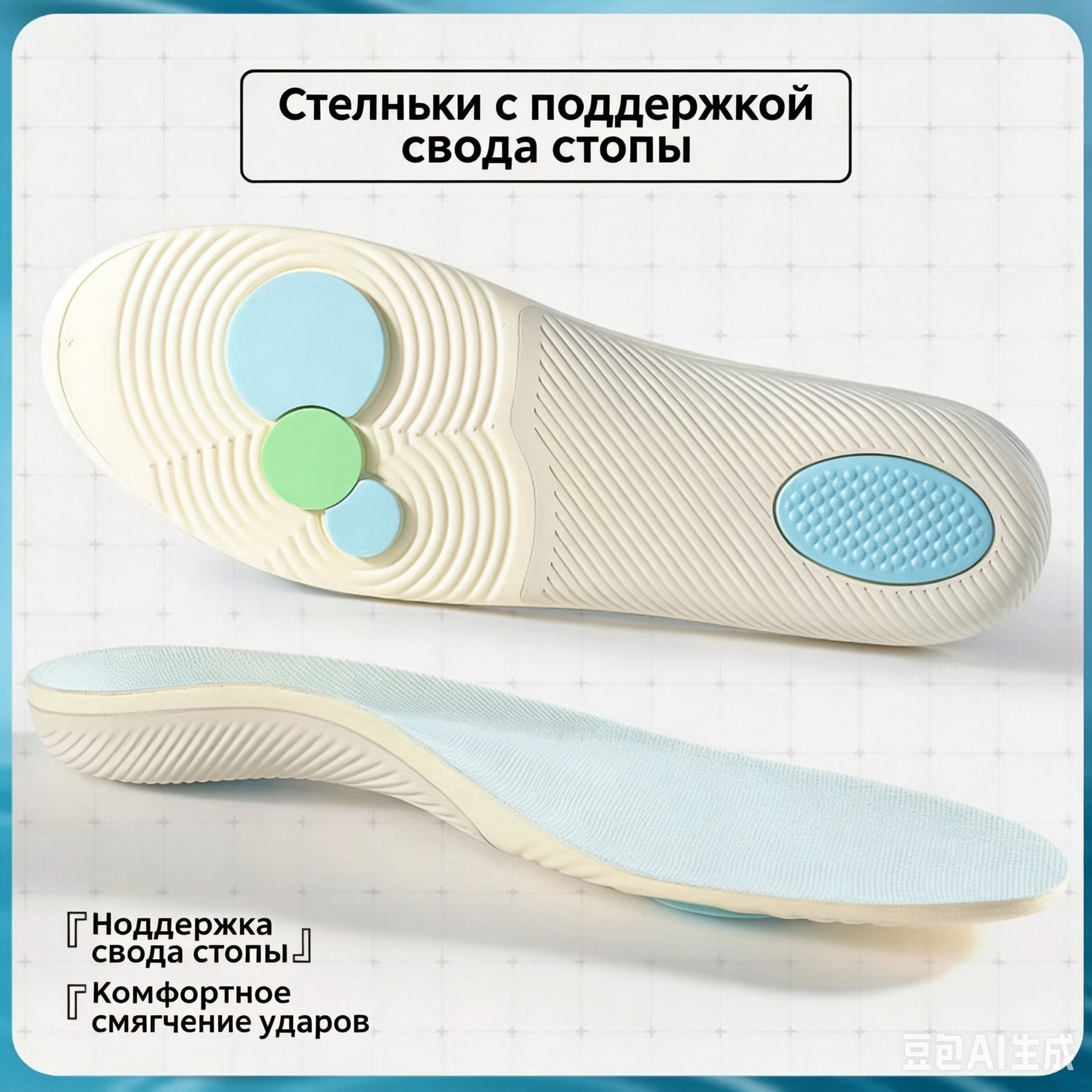 Амортизирующие противоскользящие стельки с поддержкой свода стопы для ходьбы и бега, снижают усталость ног 35-36