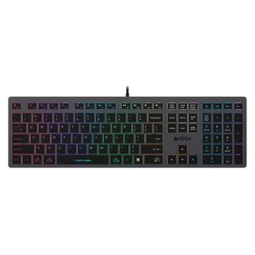 Клавиатура A4-Tech FX60 GREY / NEON проводная Ножничная для компьютера Чёрный