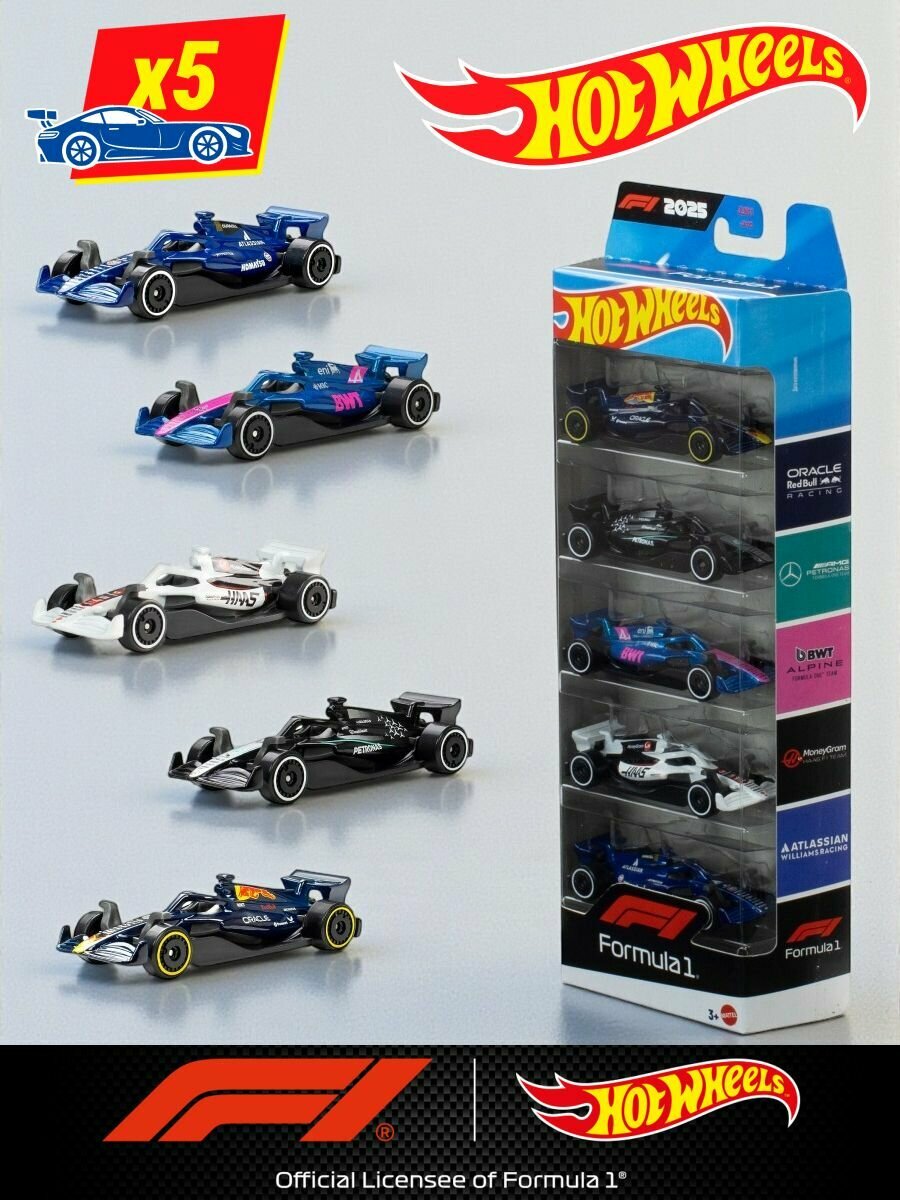 Набор Hot Wheels Formula 1 JLN11 мини металлические коллекционные модели Формула 1 - машинка 5 шт. Хот Вилс