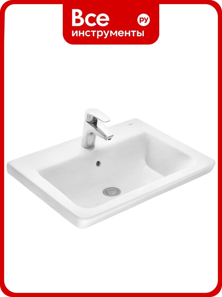 Раковина Roca The Gap Unik, монтаж раковины на тумбу, фарфор, прямоугольная, белая