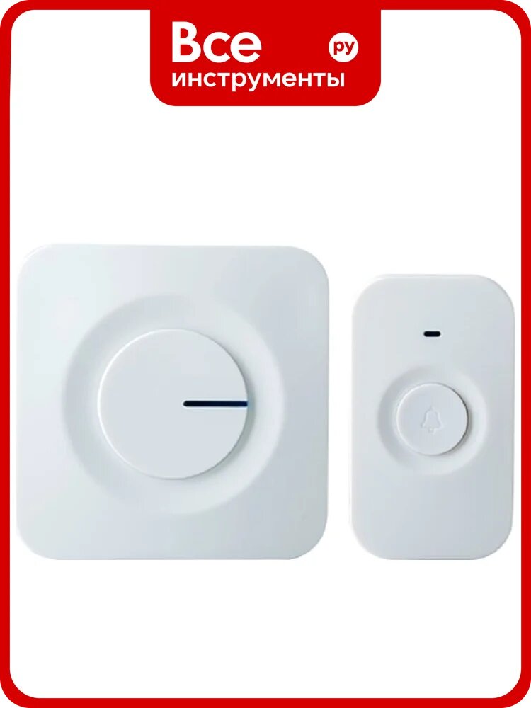 Беспроводной звонок garin DoorBell DB1WBAT белый BL1 с световой индикацией, накладным монтажом и защитой