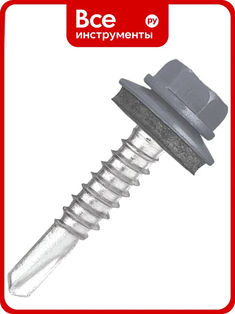 Кровельный саморез Rizzel 4,8x19 RAL 7035 сверло №2, 400 шт 00000344917 оцинкованный сталь, внешняя шестигранная головка