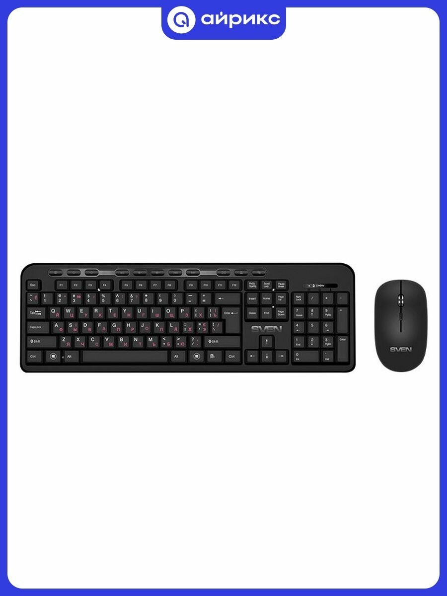 Набор клавиатура+мышь SVEN KB-C3200W SV-019044, беспроводная, полноразмерная, черный