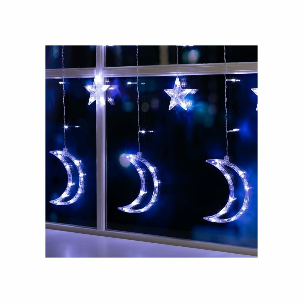Бахрома Luazon DECOR Месяц, IP20, Ш2.7 м, В0.9 м, Н. С. LED-138-220V, 8 режимов, белый 4356980 — фото 1