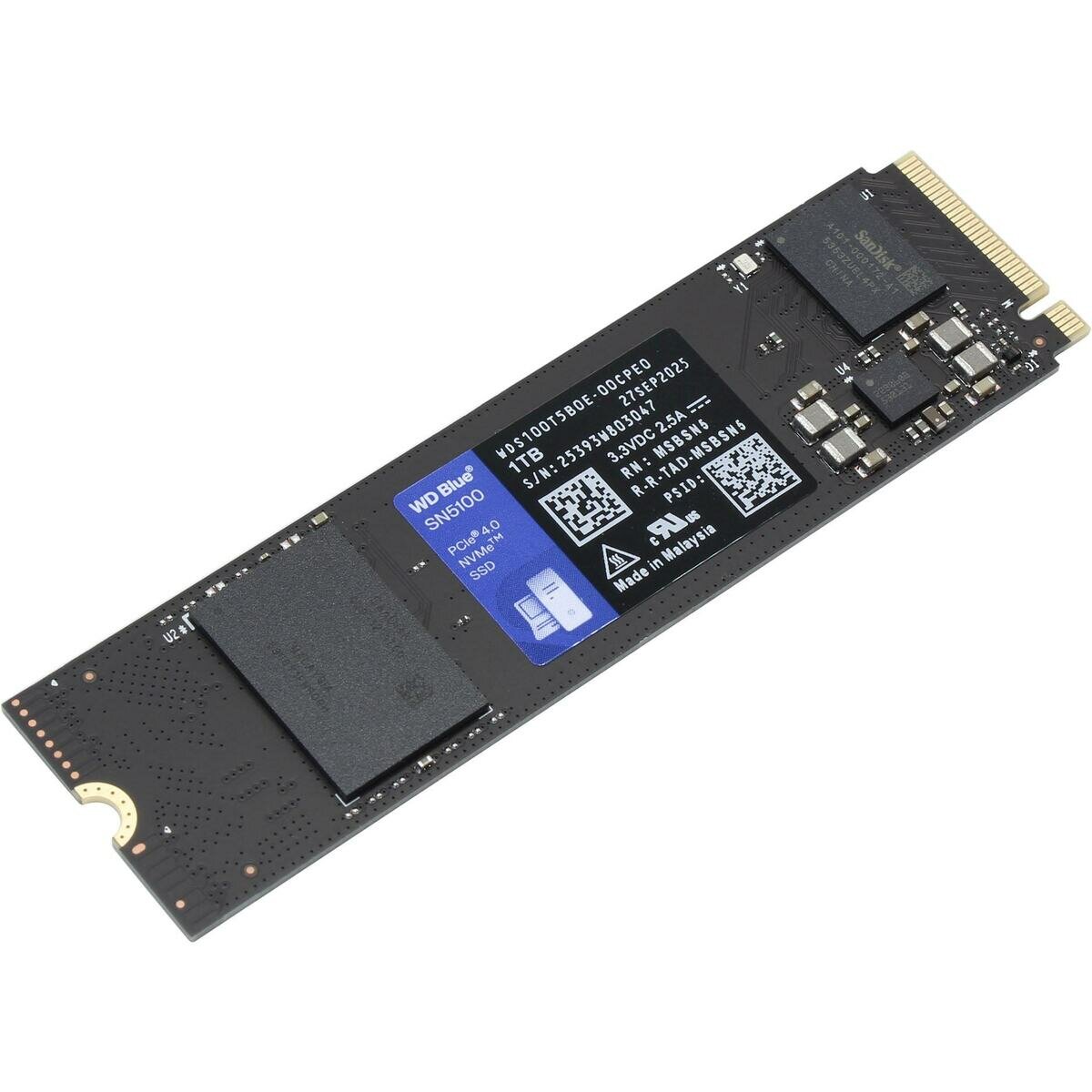 Blue SN550 WDS100T5B0E 1 Тб M.2 PCI-E Gen4 x4 M.2 Type 2280 M Key кэш HMB (Host Memory Buffer), TBW 600, 0.34 DWPD — фото 1