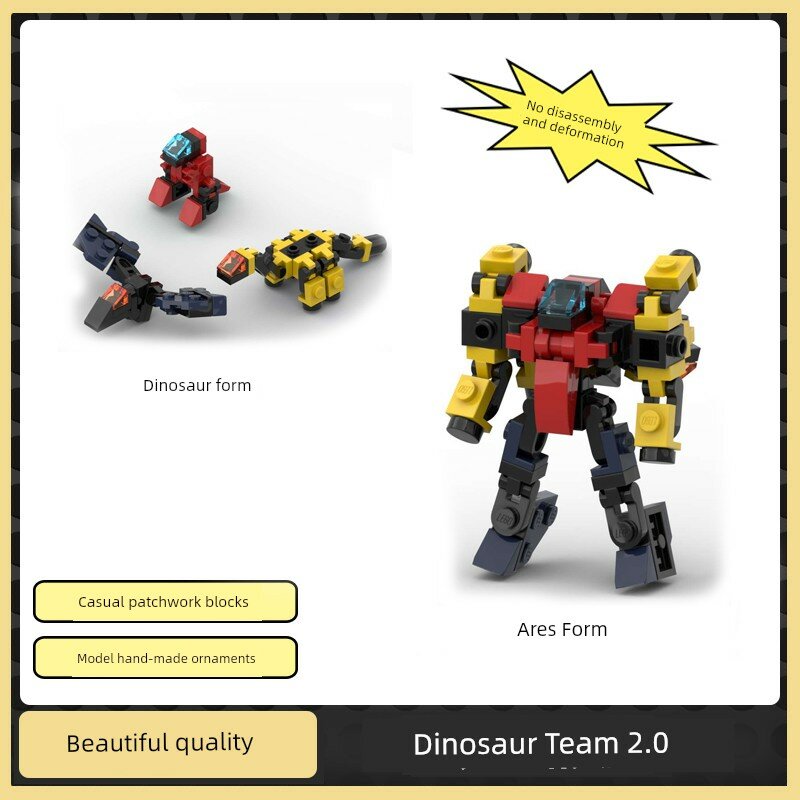 MOC Dino Power Rangers 2.0 Трансформируемая роботизированная конструкторская игрушка для детей с бумажной инструкцией