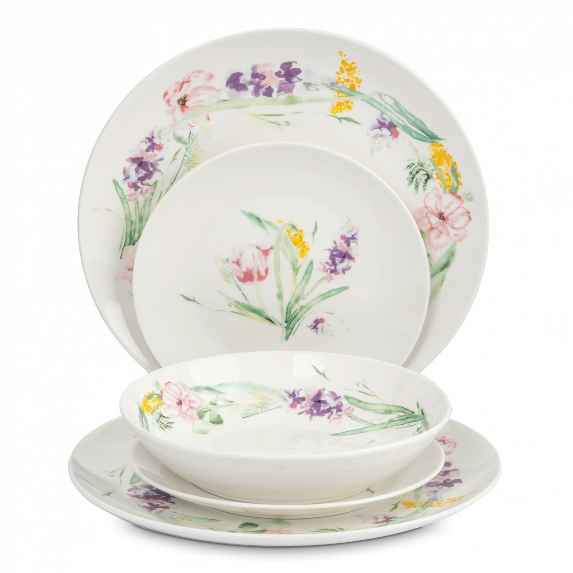 Сервиз ANNA LAFARG Bouquet ANLAF-MEIBO-200525-1, фарфор, 6 персон, 18 предм, 660 г
