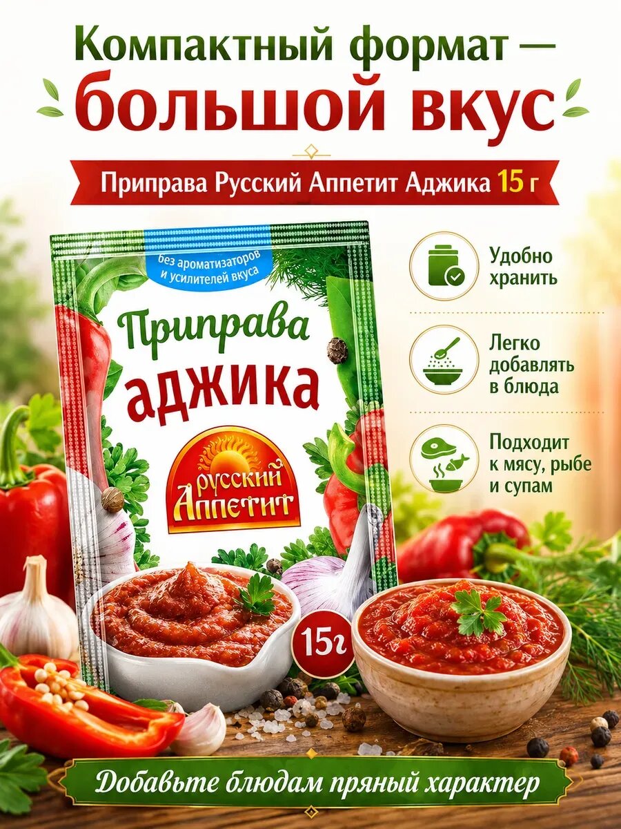 Аджика 1 упаковка 15 грамм приправа для мяса и супов