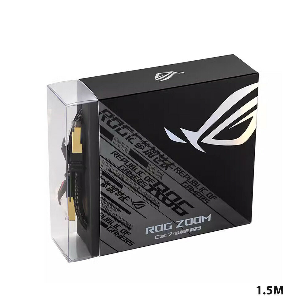 Игровой 10‑гигабитный сетевой кабель ASUS ROG ZOOM CAT7, 600 МГц, разъемы RJ‑45/RJ‑45, длины 1,5 м и 3 м