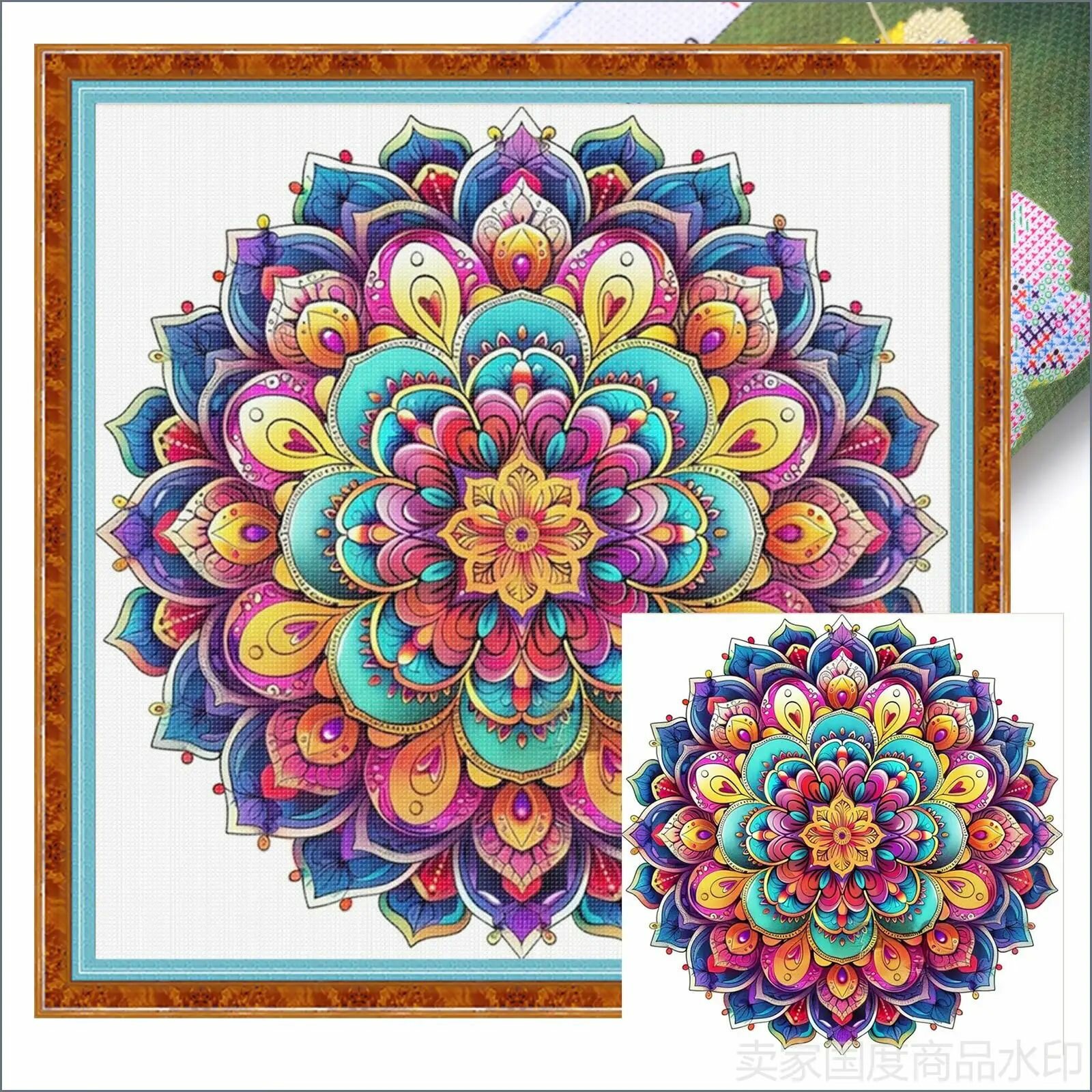 Крестиковый набор Mandala E, хлопковая канва 11CT, 40 40 см, с печатью мандалы