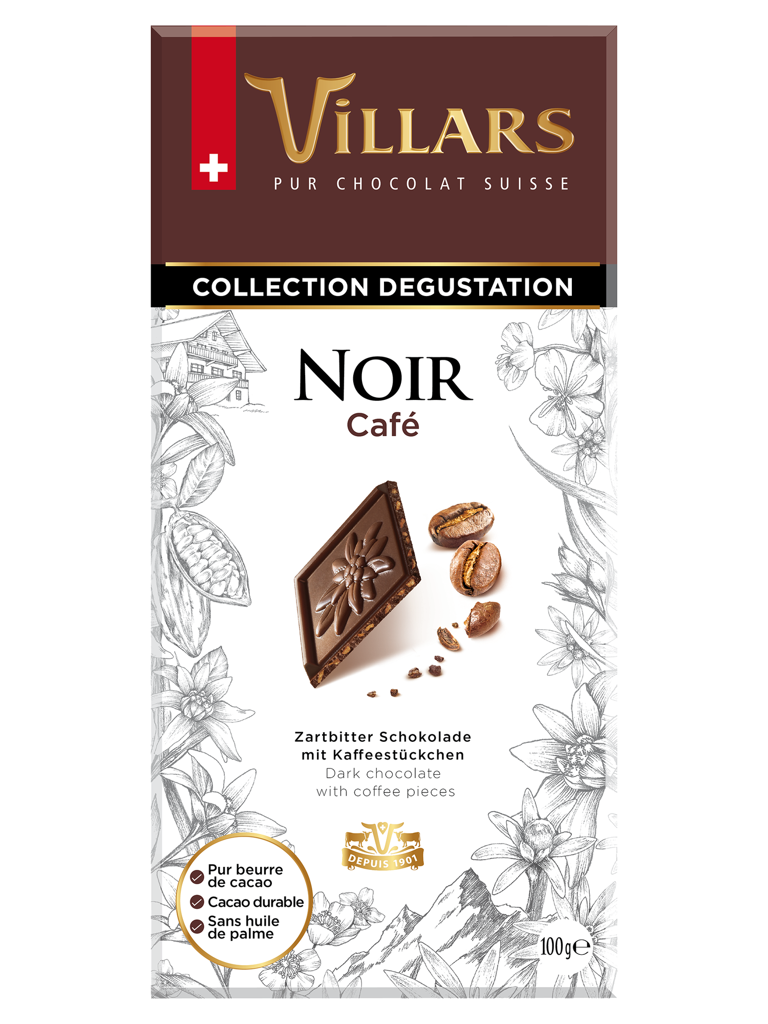 Швейцарский тёмный шоколад VILLARS с хрустящей кофейной крошкой, 100г