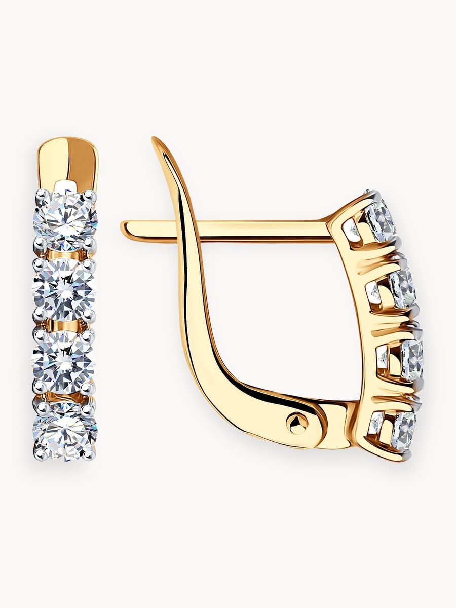 Серьги, красное золото, 585 проба, фианит