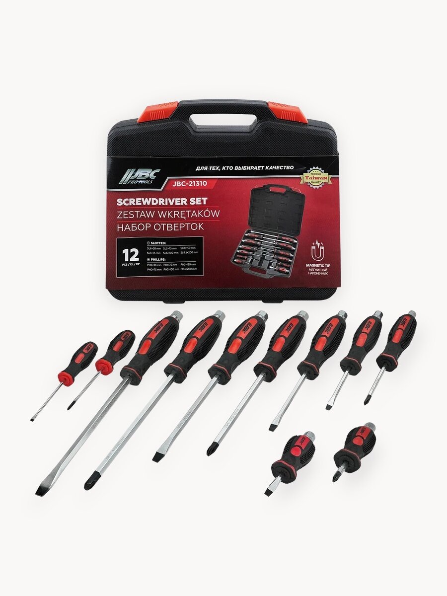 Набор отверток JBC 21310, 12 предметов, с магнитными наконечниками, для точных работ в быту