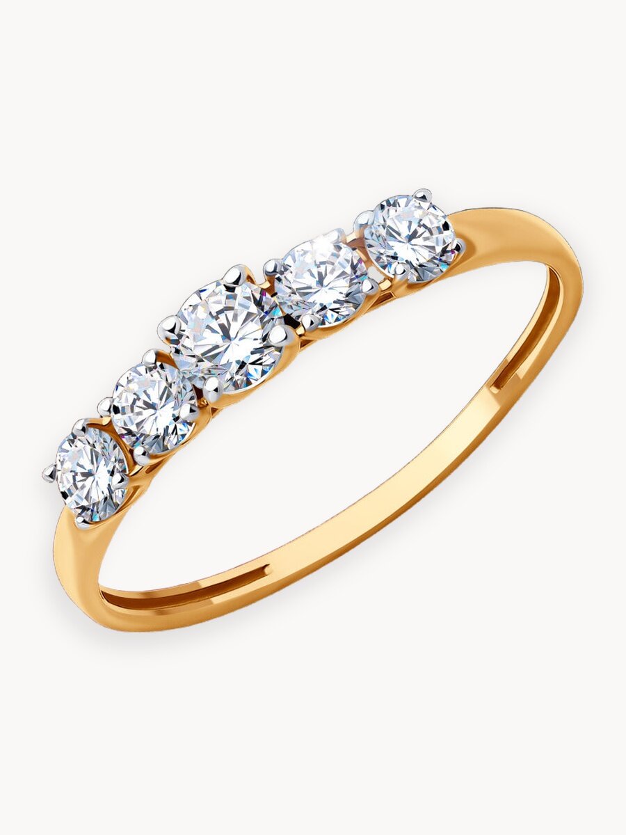 Кольцо, красное золото, 585 проба, фианит