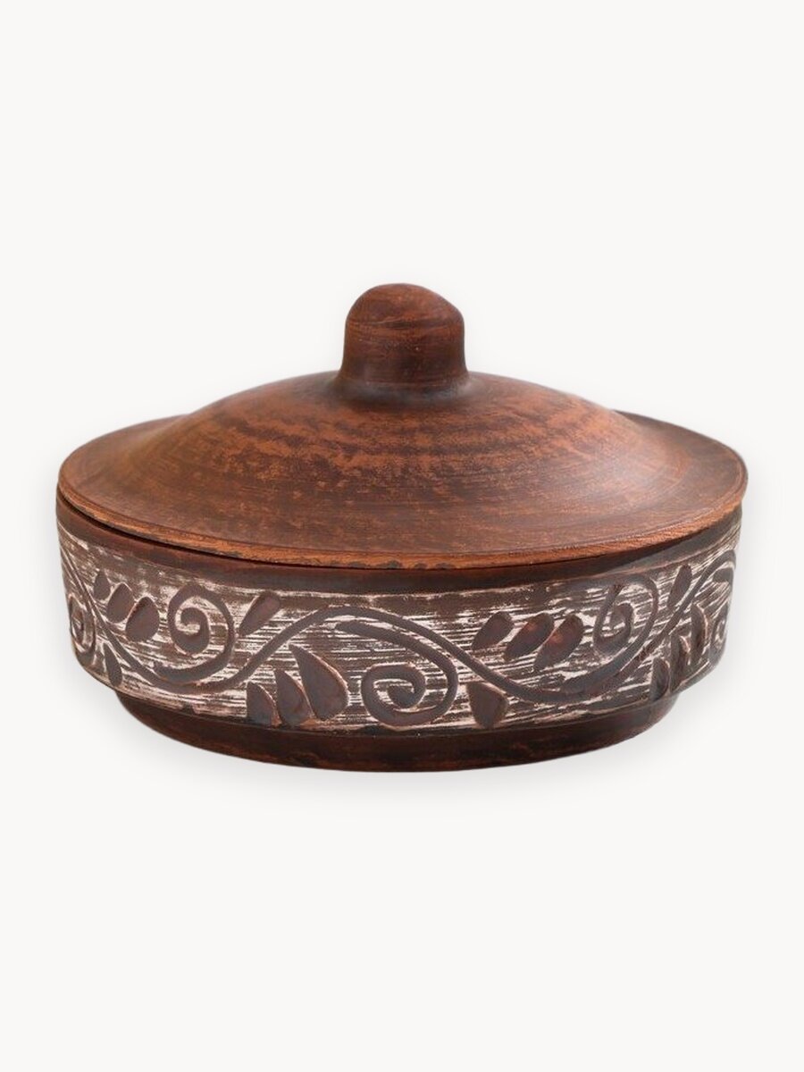 Блюдо для запекания SKYPHOS "Ангоб", красная глина, 8×12 см, 250мл