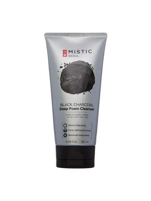 MISTIC Пенка Black Charcoal Deep Foam Cleanser для умывания глубокоочищающая с древесным углем, 180 мл