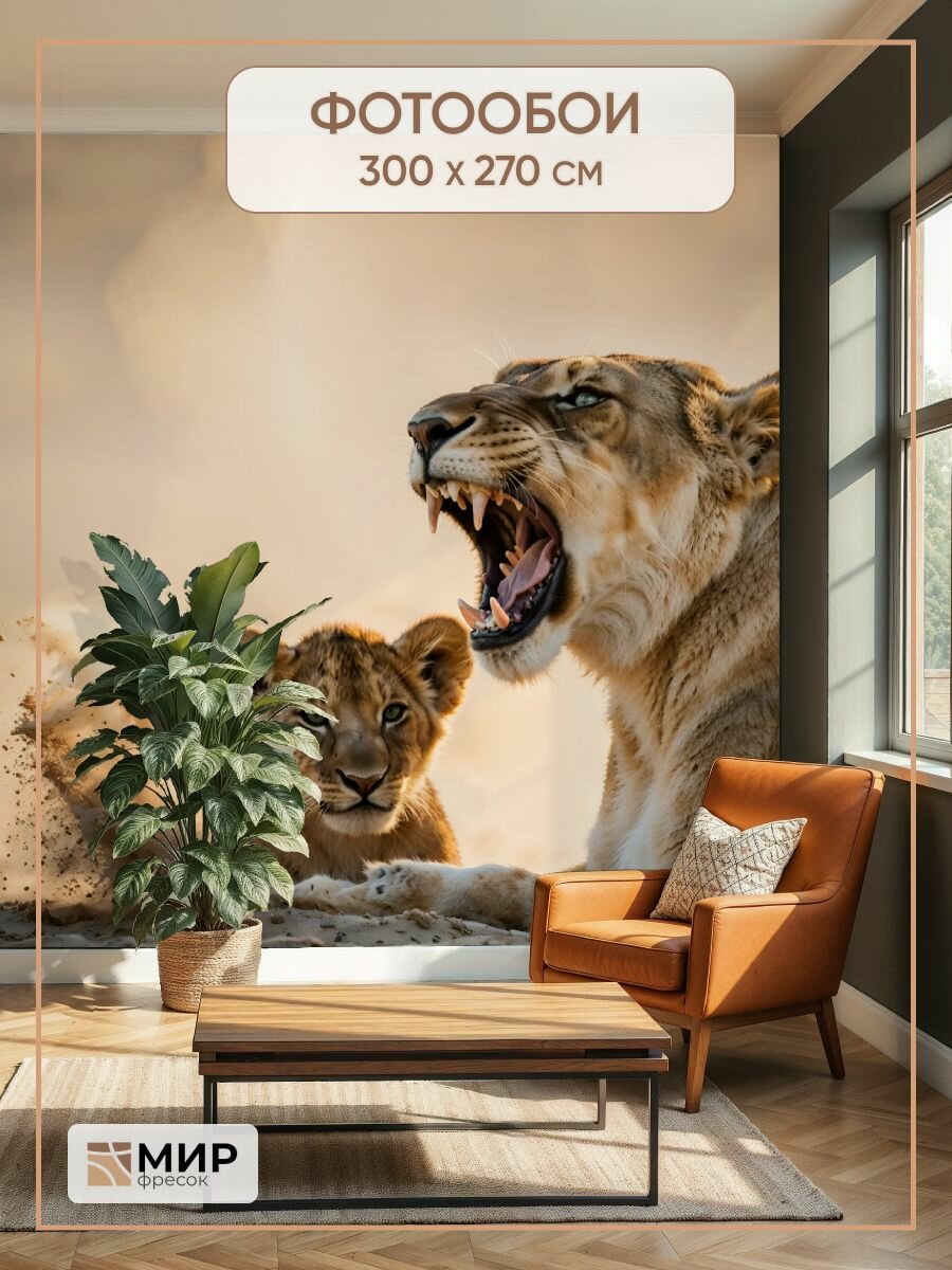 Фотообои, артфн "Рев дикой природы", флизелин премиум, 3d 300 см x 270 см