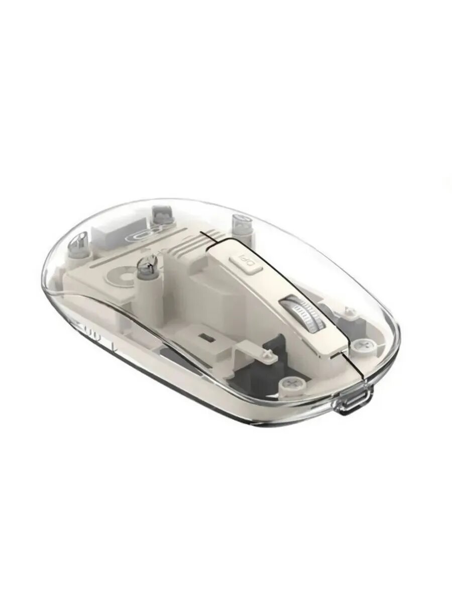 Мышь XO M12 беспроводная, USB+Bluetooth, 4 кнопки, прозрачный белый / мышка портативная