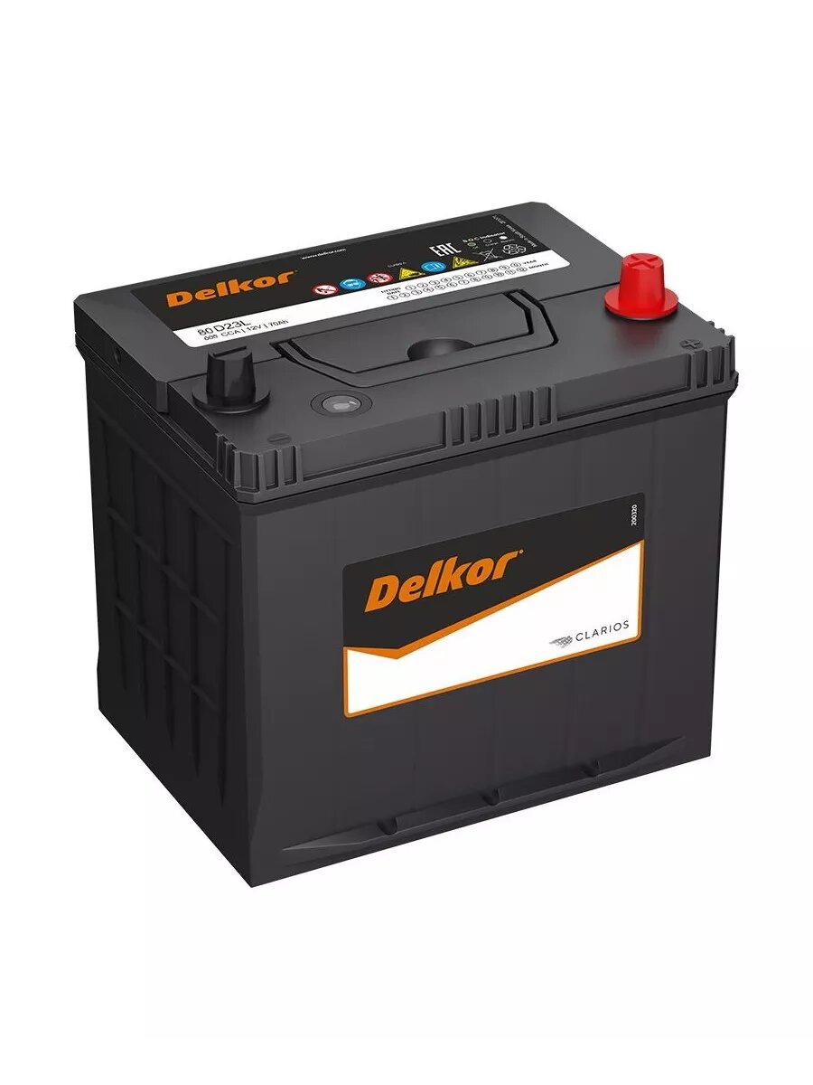 Аккумулятор DELKOR 80D23L 12V 70Ач 600А 232x172x220 обр. пол.