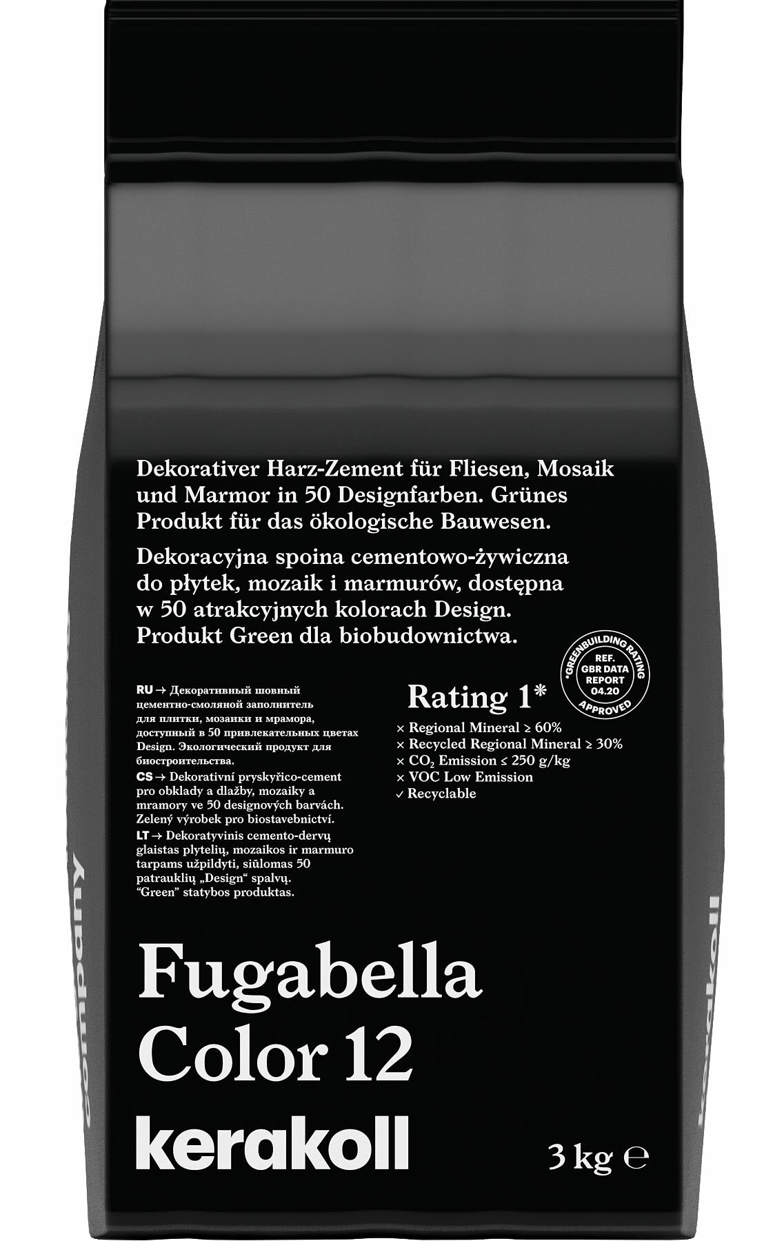 Затирка Kerakoll Fugabella Color, 12 (Черный) 3 кг.