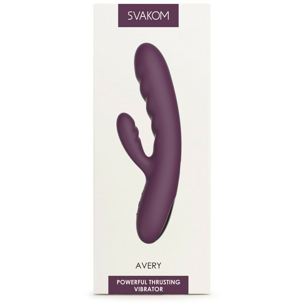 Сливовый вибратор-кролик Avery с возвратно-поступательными движениями 18,6 см Svakom