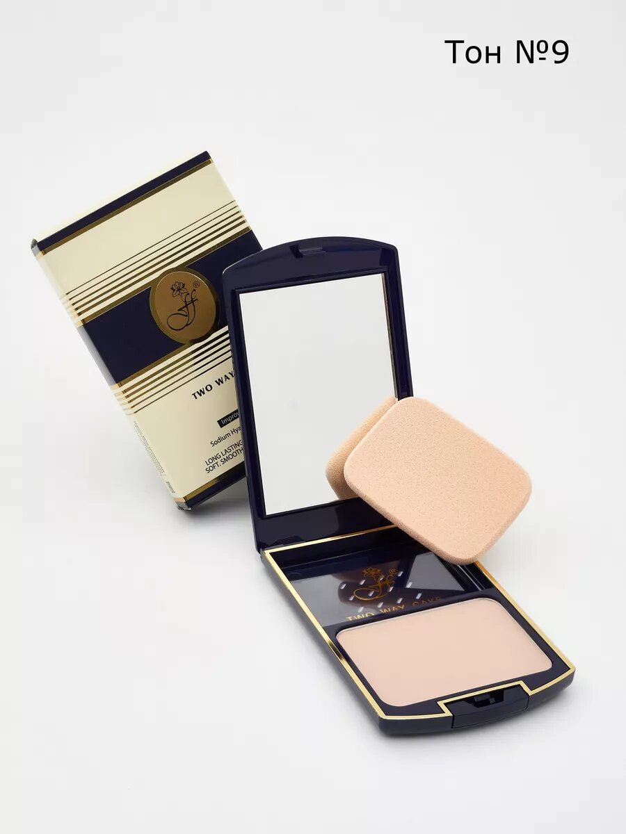 Пудра компактная FFleur №09 SPF 15, бежевая, кремовая, 2 в 1, тальк