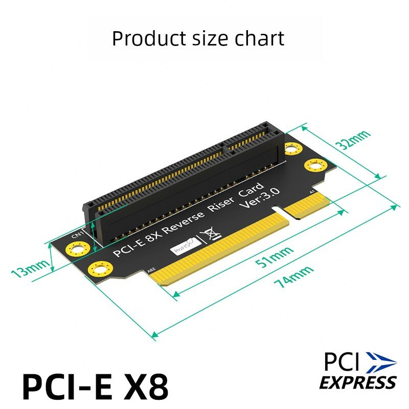 PCIe x8 2U адаптер, 90-градусный угол для расширения GPU в серверном корпусе