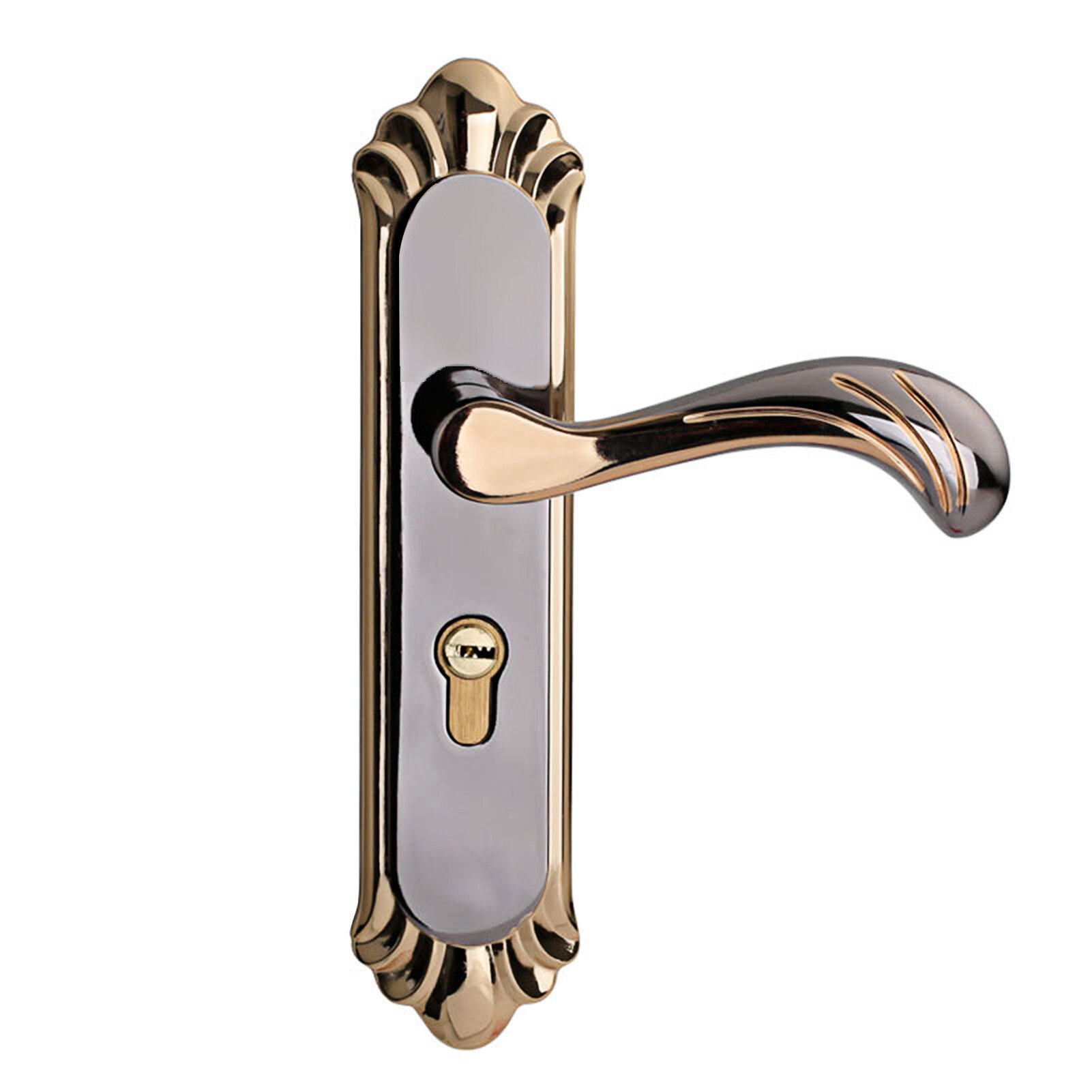 Ручка для двери Lever Door Handle Heavy-Duty Locking Lever Set с ключом, обратимые ручки для левой или правой стороны, толщина двери 35-45мм, материал алюминиевый сплав, цвет золото, размер изделия 12.5*5.1*23.2см, вес изделия 1015г, размер