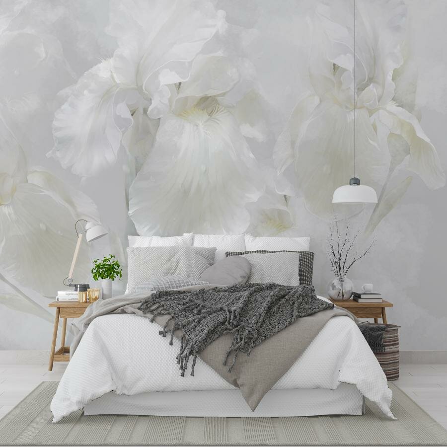 Фотообои Ирисы кружевные 13-1053-S-Флок 270 x 200 см (ВхШ) Бесшовные, флизелиновые, влагостойкие обои