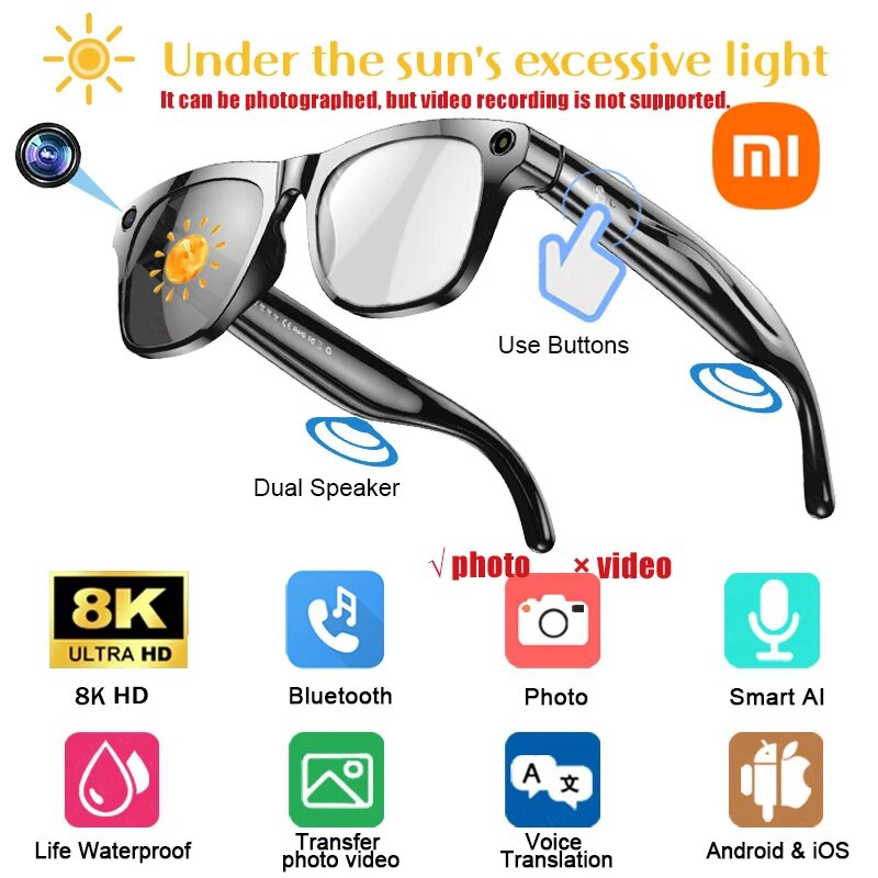 Xiaomi Touch-controlled AI smart glasses Black-Photochromic