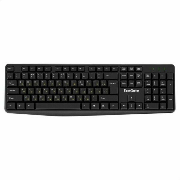 Клавиатура Exegate Smart K120 (USB, полноразмерная, влагозащищенная, 104кл, Enter большой, длина кабеля 1,6м, черная, RTL)