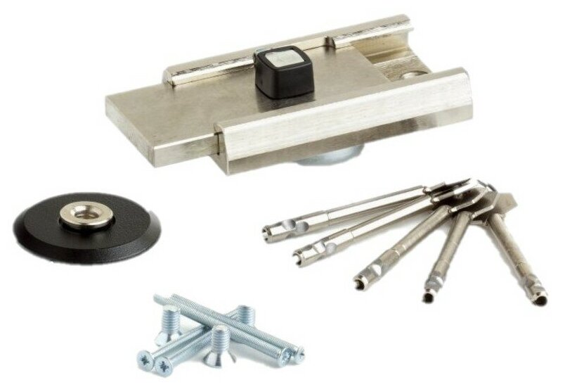 Замок накладной цилиндровый Поливектор Барьер-4Р, цв.-никель, длина стержня ключа 96 мм